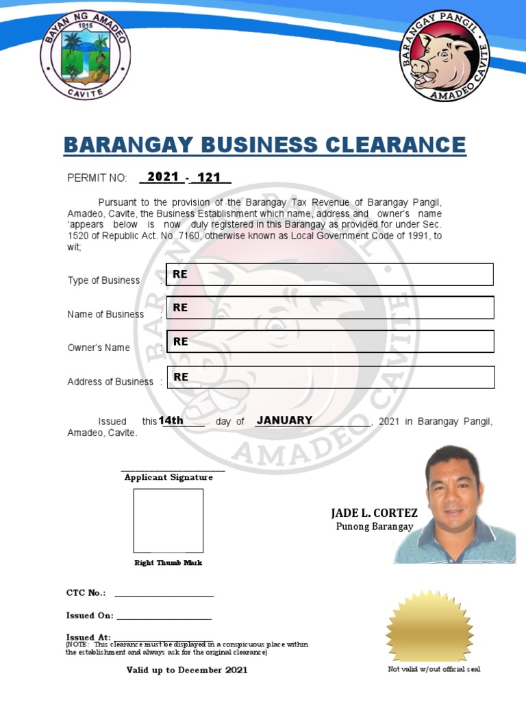 Barangay Clearance 2021 | PDF