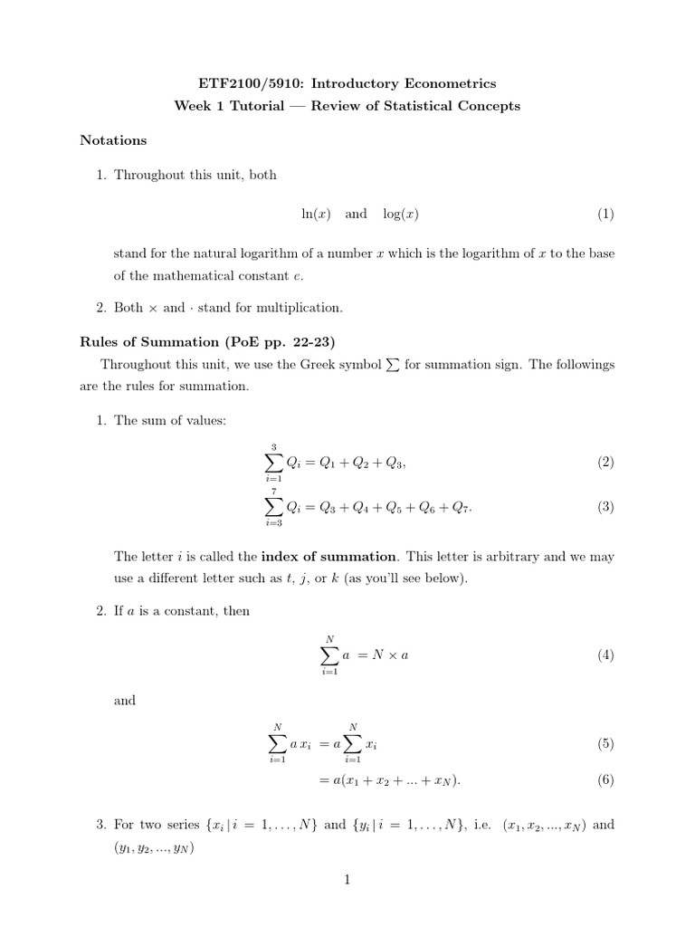Intro Econometrics: Stats Review | PDF | Variance | Expected Value