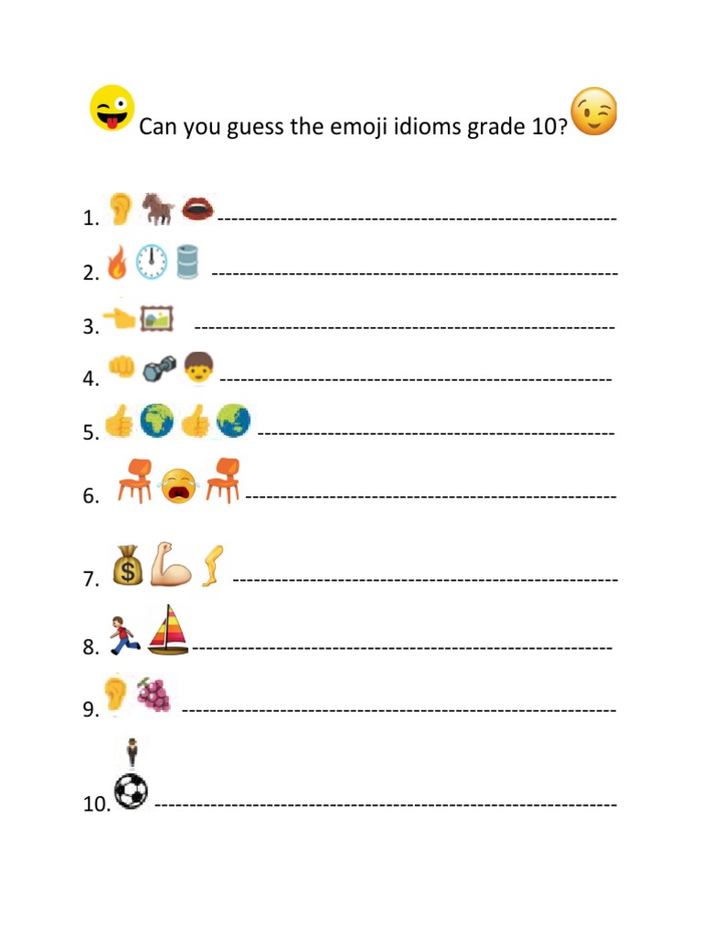 Can You Guess The Emoji Idioms Grade 10 | PDF