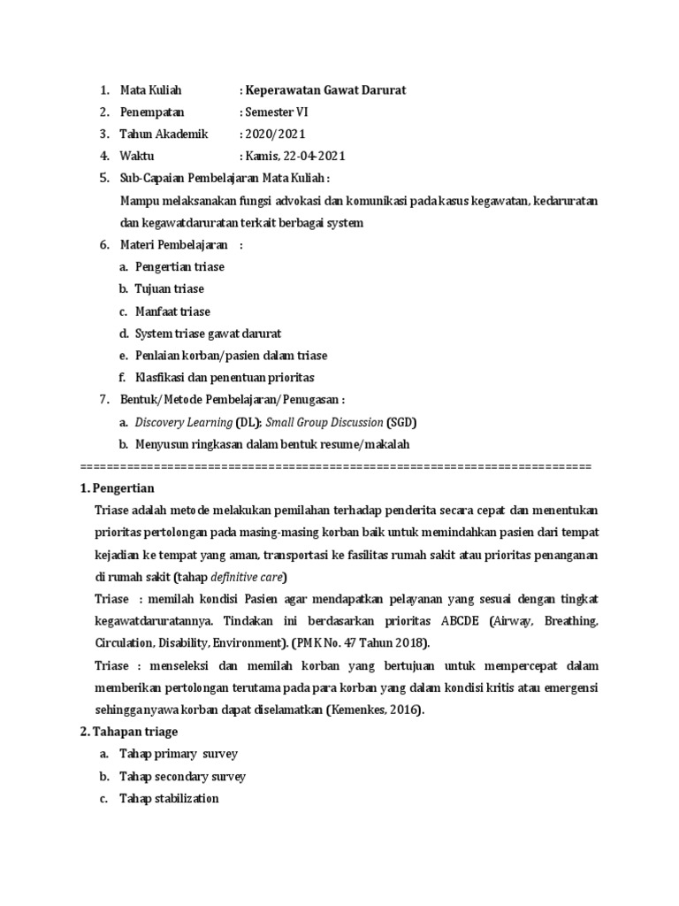 Sub CP-MK 1. Triase-1 | PDF | Sains & Matematika