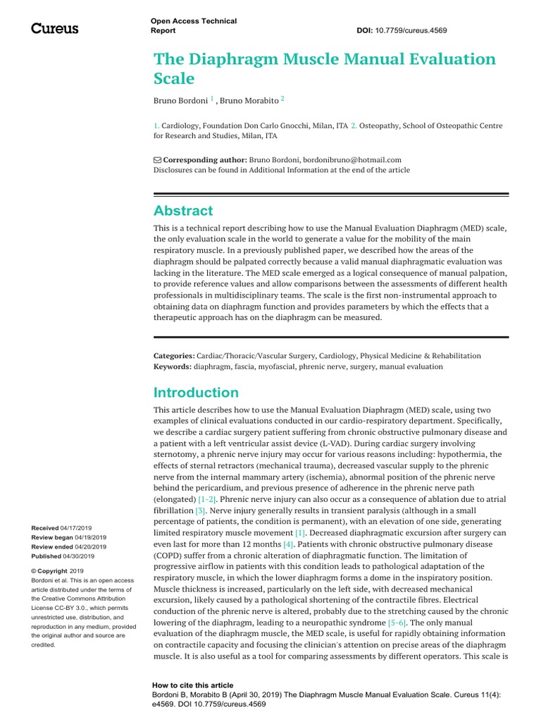 The Diaphragm Muscle Manual Evaluation Scale | PDF | Clinical Medicine ...