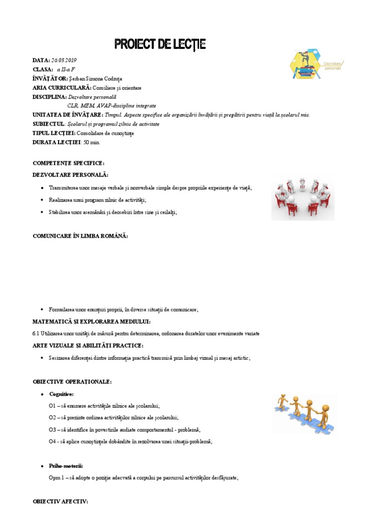 Proiect Scolarul Si Programul Zilnic de Activitate DP | PDF