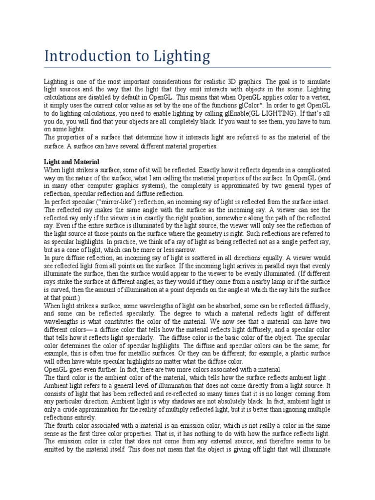 Introduction To Lighting: Light and Material | Download Free PDF ...