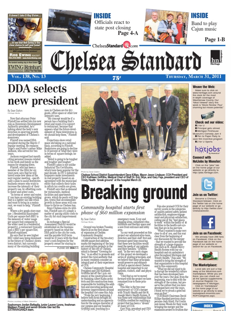 The Chelsea Standard Front Page March 31, 2011 | PDF | Patient | Hospital