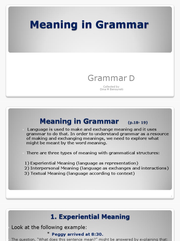 Grammar D Meaning in Grammar | PDF | Question | Sentence (Linguistics)