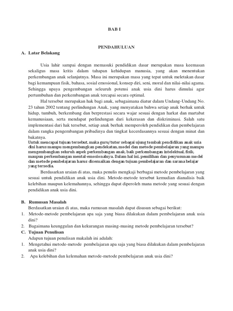 Makalah Metode Pembelajran Aud | PDF