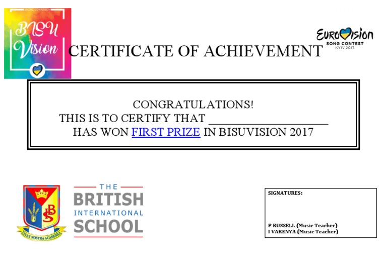 Certificate of Achievement First | PDF