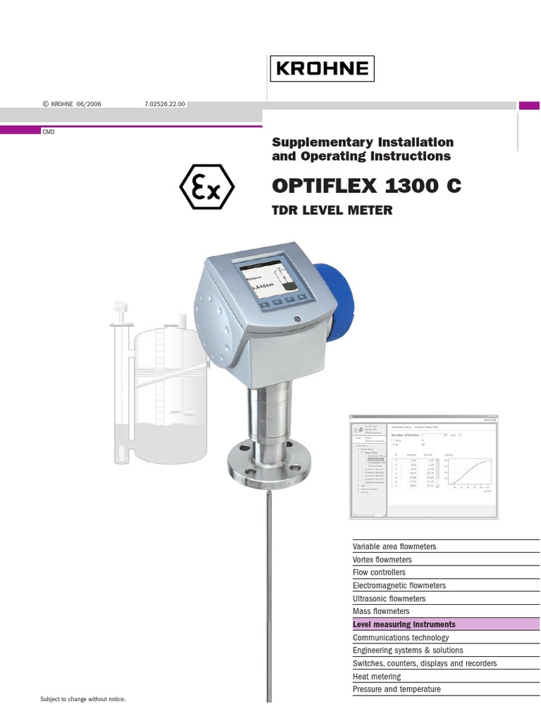 Optiflex 1300 C: Supplementary Installation and Operating Instructions ...