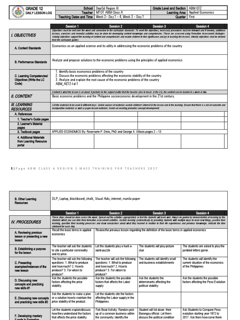 Grade 12: Session 1 Session 2 Session 3 Session 4 | PDF | Teachers ...
