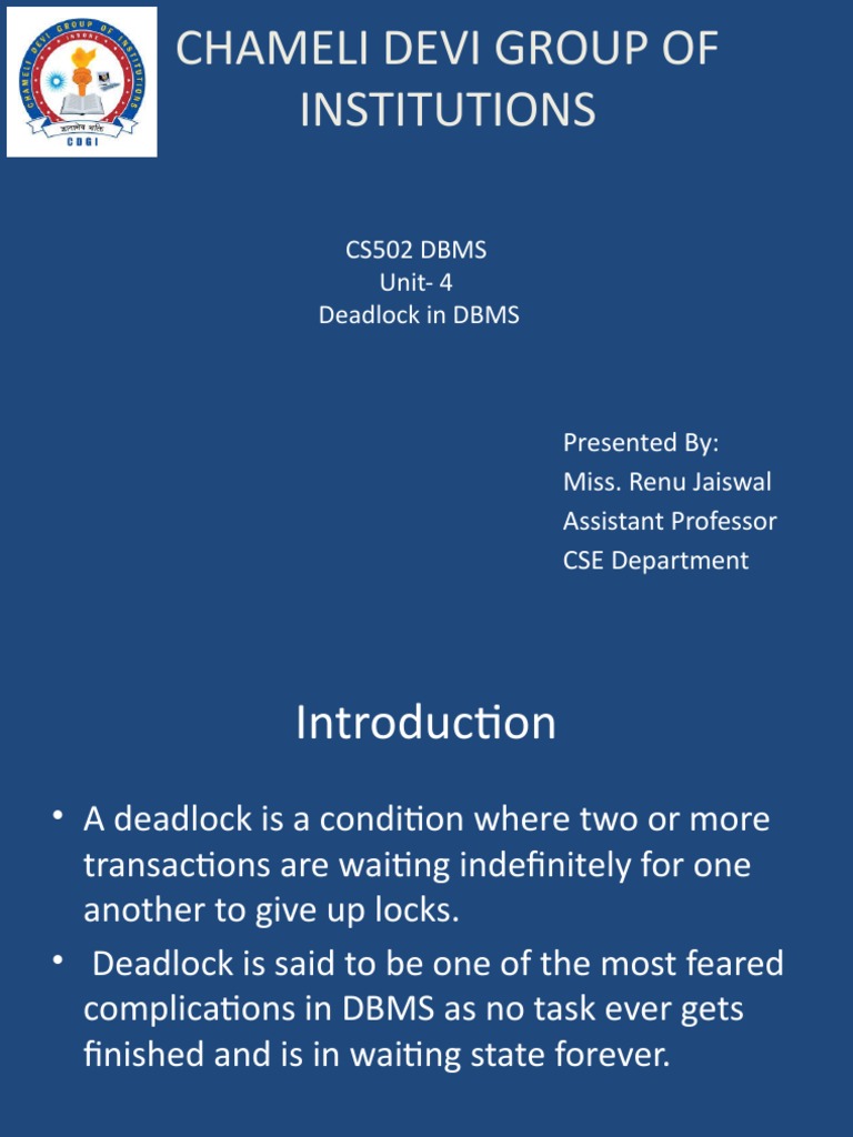 Deadlock Management in DBMS | PDF | Databases | Database Transaction