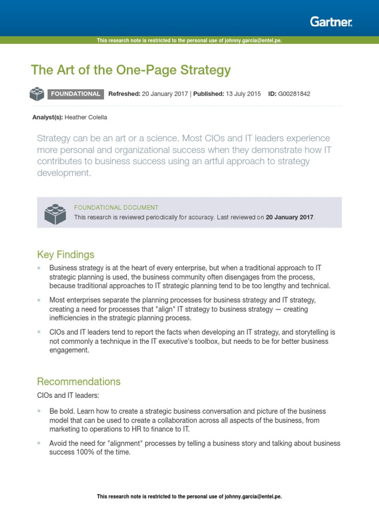 The Art of The Onepage Strategy | PDF | Strategic Management | Airlines