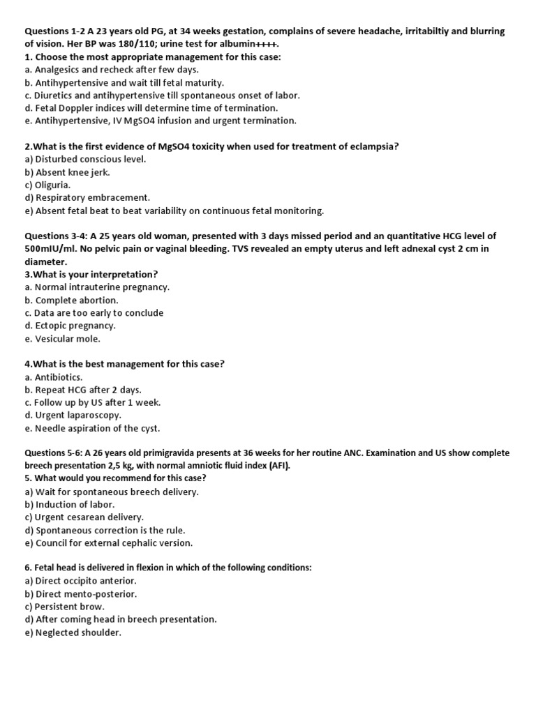 OBS Oral Sheet Not Answered | PDF | Childbirth | Pregnancy