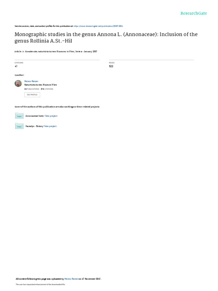 Monographic Studies in The Genus Annona L. (Annonaceae) : Inclusion of ...