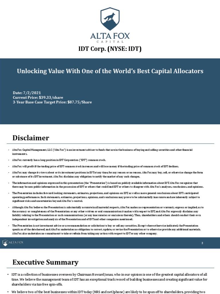 IDT Corp. (NYSE: IDT) : Unlocking Value With One of The World's Best ...