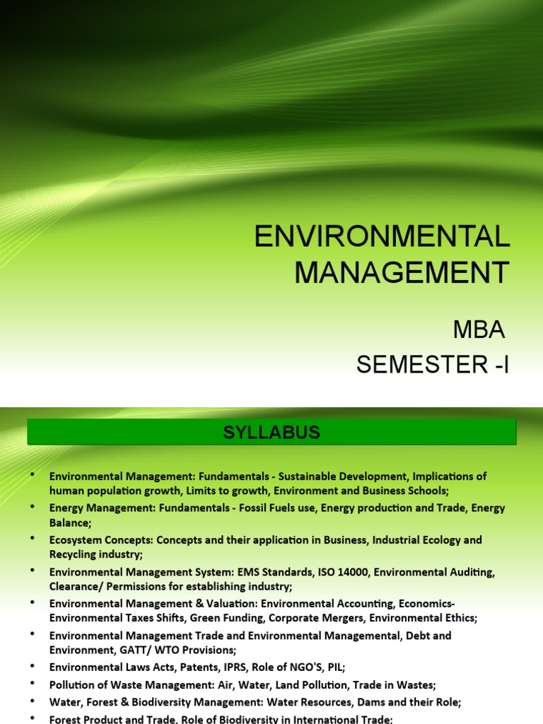 Environmental Management: MBA Semester - I | PDF | Atmosphere Of Earth ...