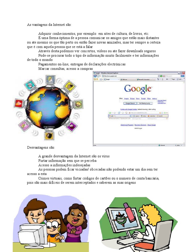 Cartaz Sobre Vantagens E Desvantagens Da Internet Artigos Sobre O 1º