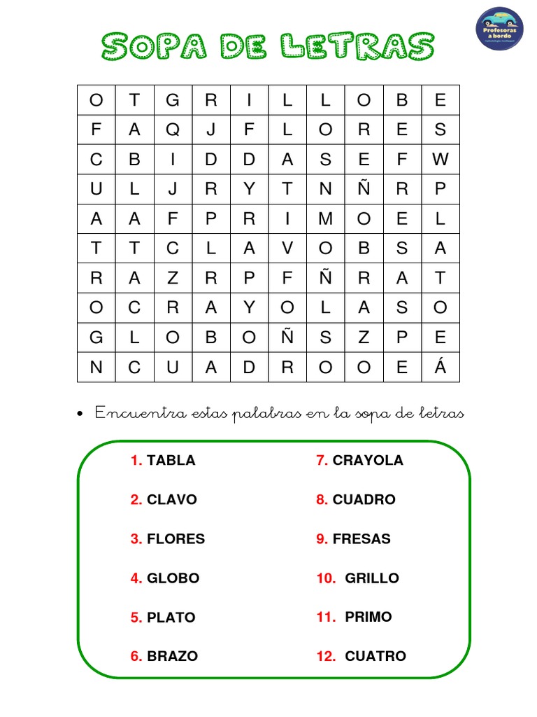 Sopa de Letras de Sílabas Trabadas | PDF