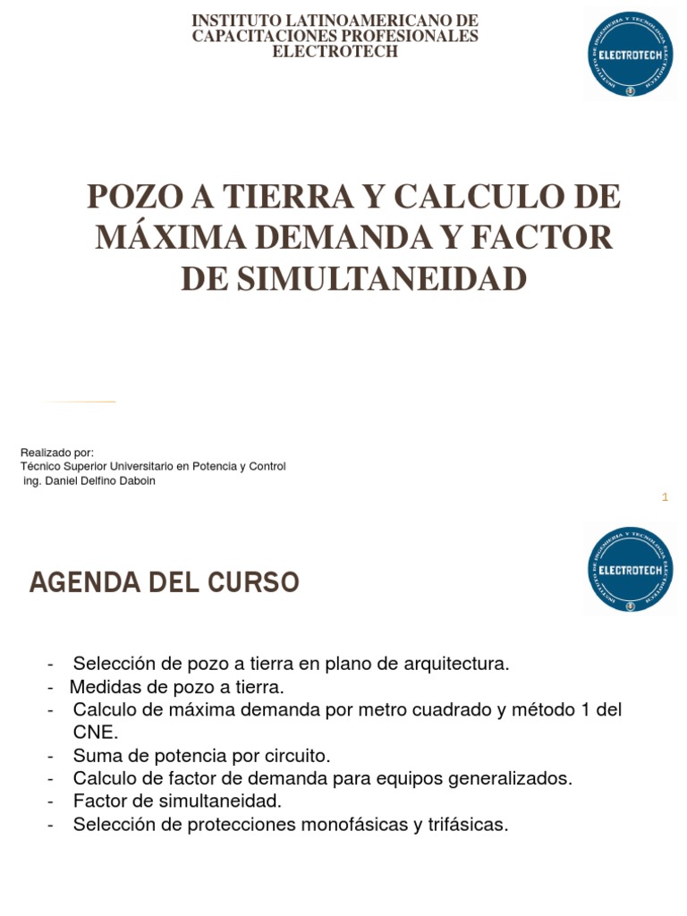 Pozo A Tierra y Calculo de Máxima Demanda y Factor de Simultaneidad | PDF | Corriente eléctrica ...