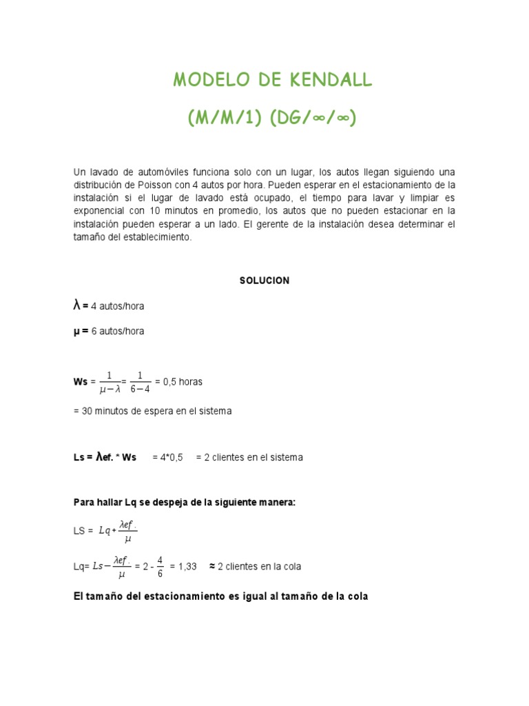 Ejercicio 1 Modelo MM1 DG Inf Inf | PDF