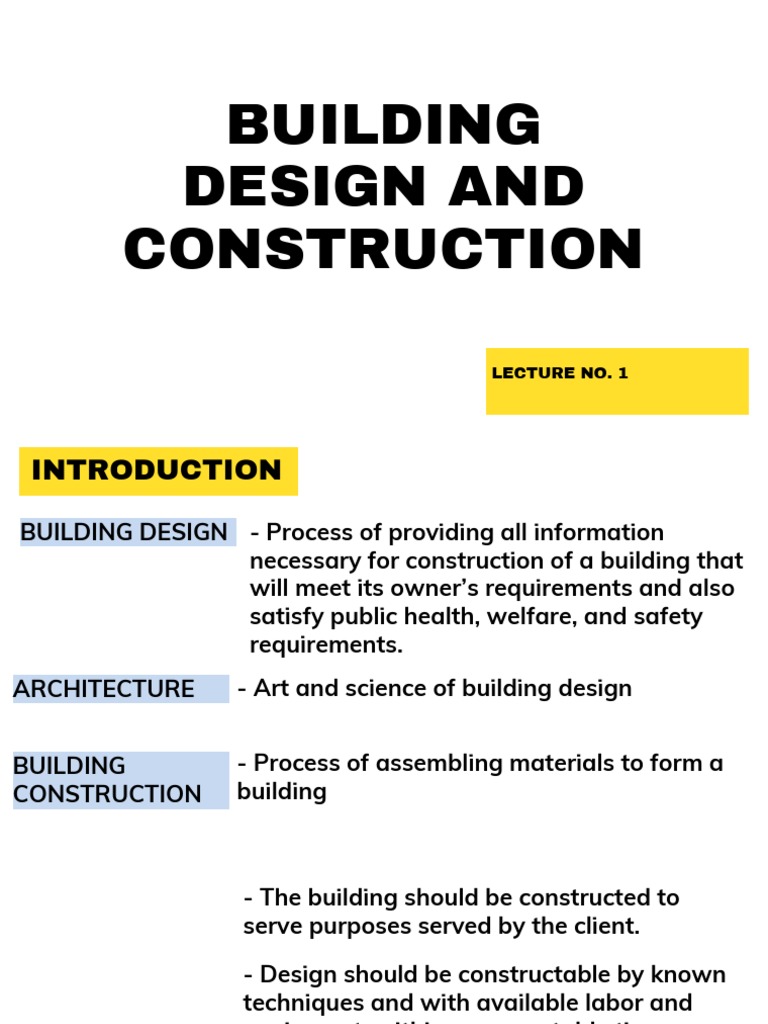 Building Design and Construction: Lecture No. 1 | PDF | Building | Design