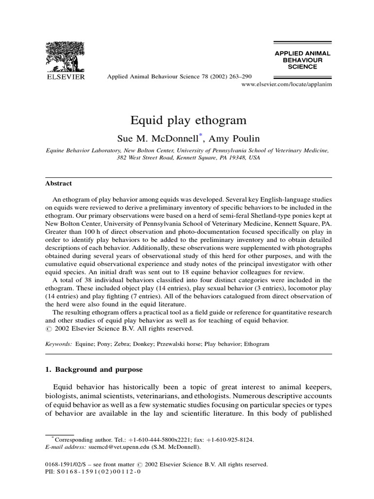 Equide Play Ethogram | PDF | Pony | Equus (Genus)