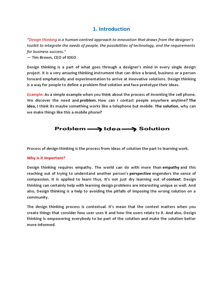 Design Thinking Introduction and Principles | PDF | Design Thinking ...