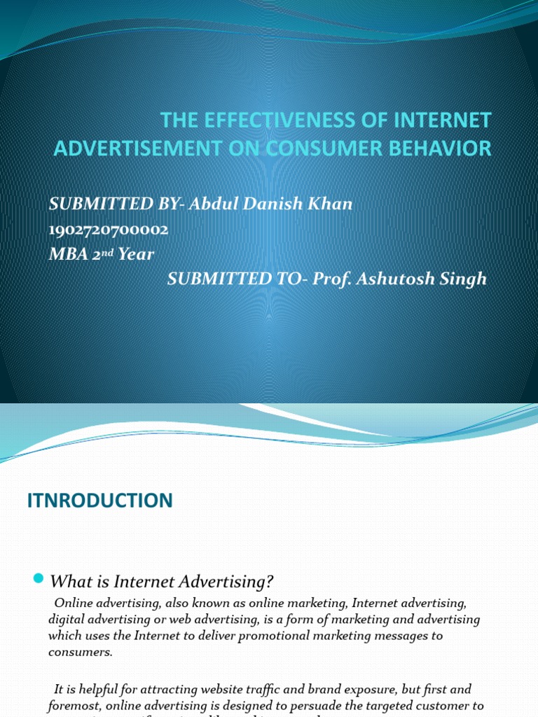 The Effectiveness of Internet Advertisement On Consumer Behavior | PDF ...