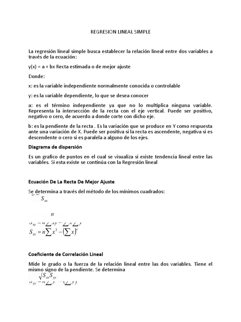 Ejercicio Regresion Lineal Simple (Administracion) | PDF | Regresión lineal | Correlación y ...