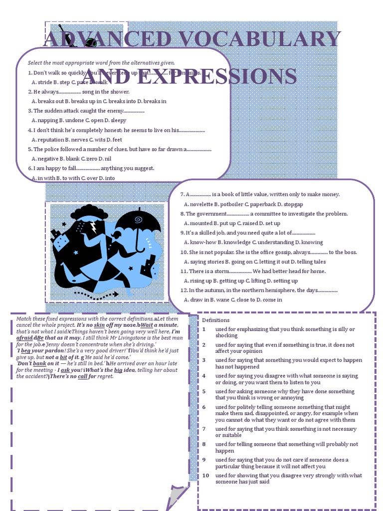 Advanced Vocabulary Expressions Key | PDF