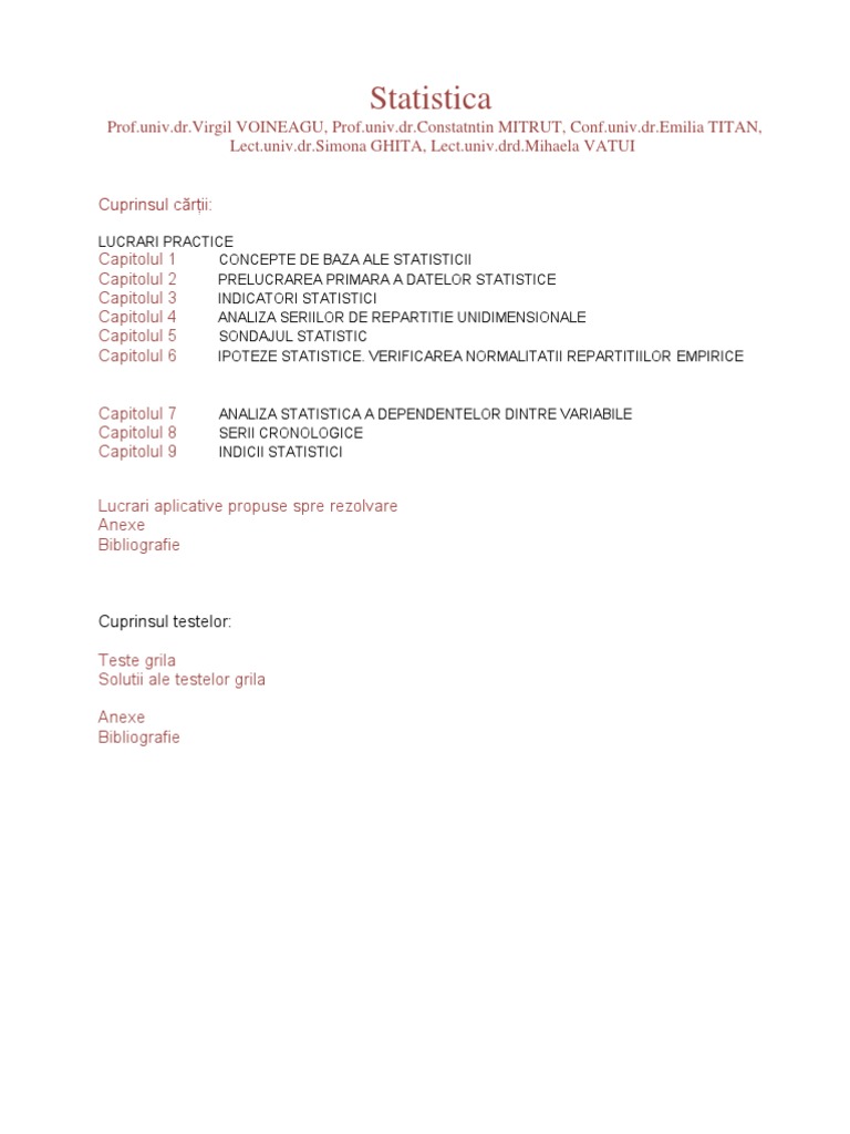 Statistica Voineagu (ASE) | PDF
