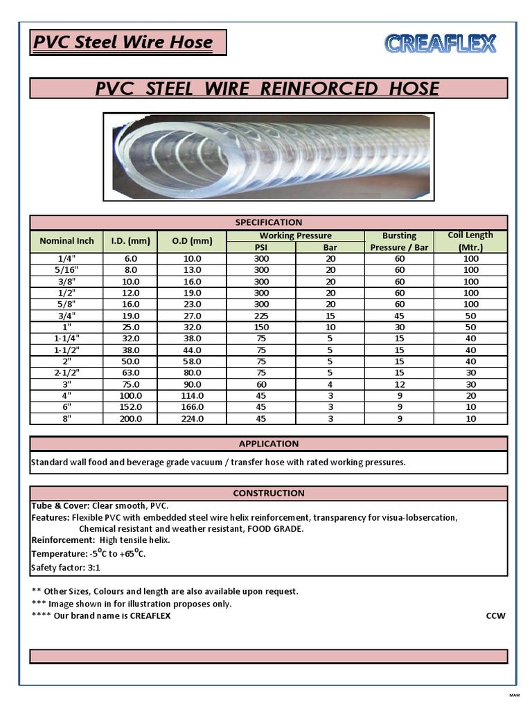 CCW - PVC Steel Wire Hose Catalogue | PDF | Hose | Polyvinyl Chloride