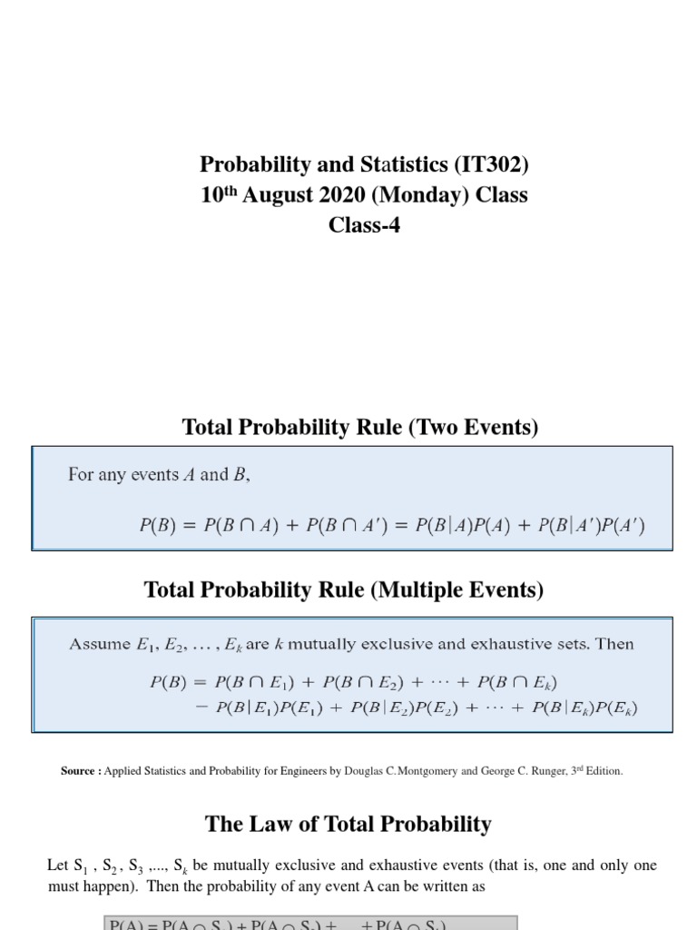 Probability and Statistics Class Notes: The Law of Total Probability ...