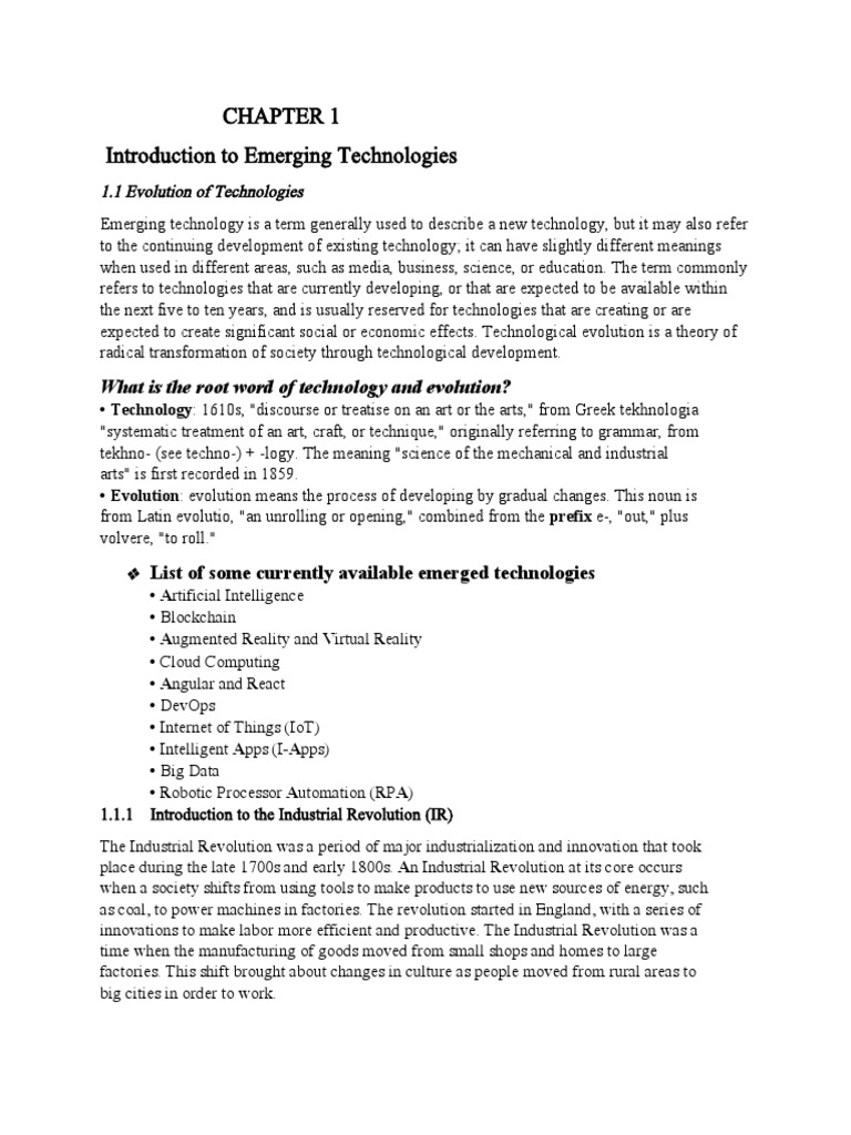 Introduction To Emerging Technologies: What Is The Root Word of ...