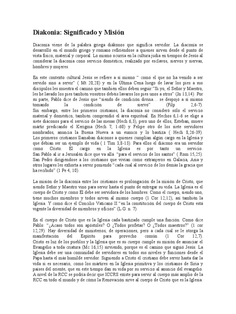 Diakonia | PDF | eucaristía | Iglesia Católica