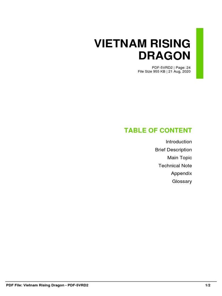 Vietnam Rising Dragon: Table of Content | PDF