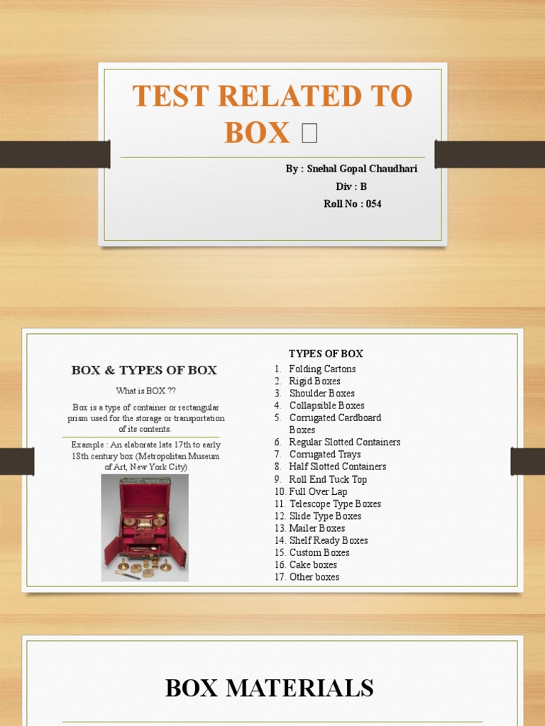 Tests Related To Box in Packaging | PDF | Packaging And Labeling | Fracture