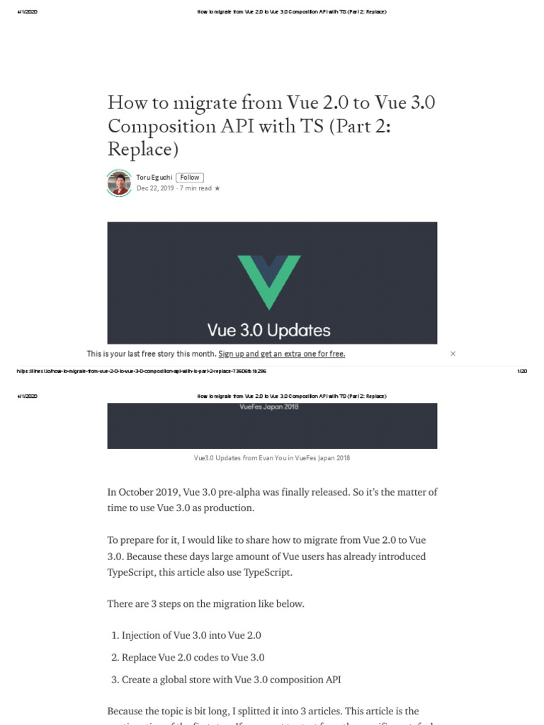 How To Migrate From Vue 2.0 To Vue 3.0 Composition API With TS (Part 2 - Replace) | PDF ...