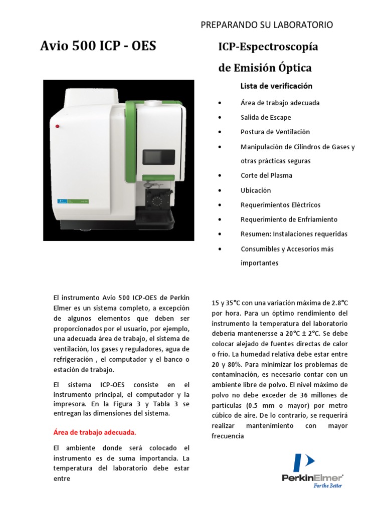 Preparando Laboratorio Avio 500 ICP OES | PDF | Argón | Vatio