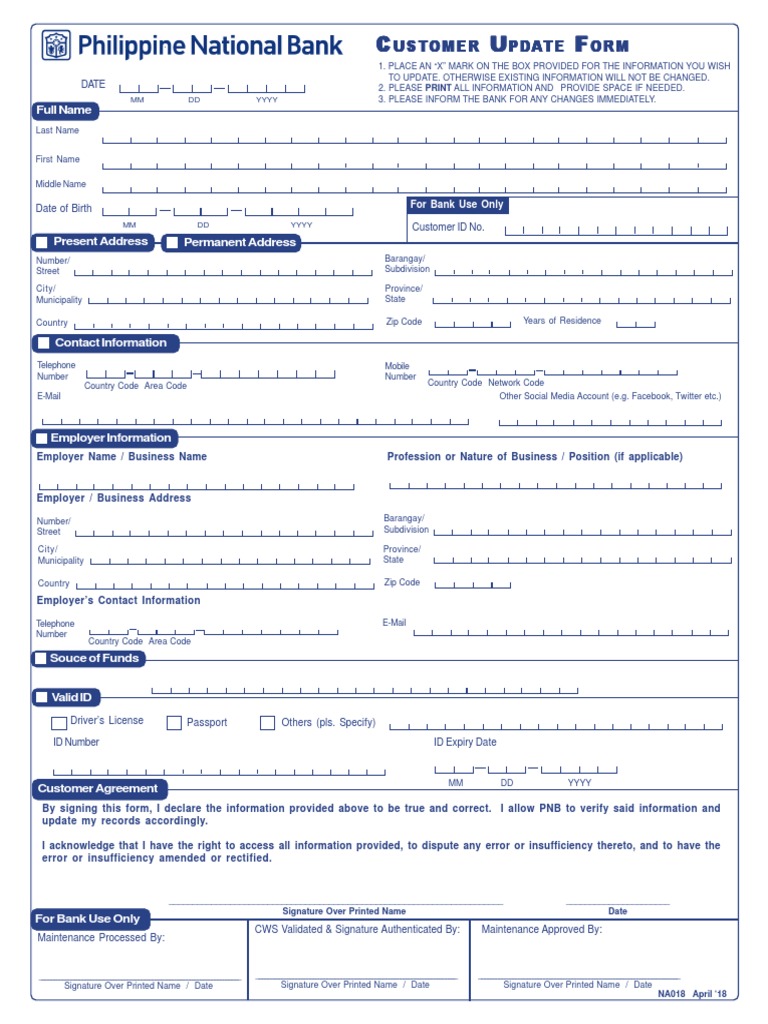 DIGITAL Customer Update Form | PDF | Communication