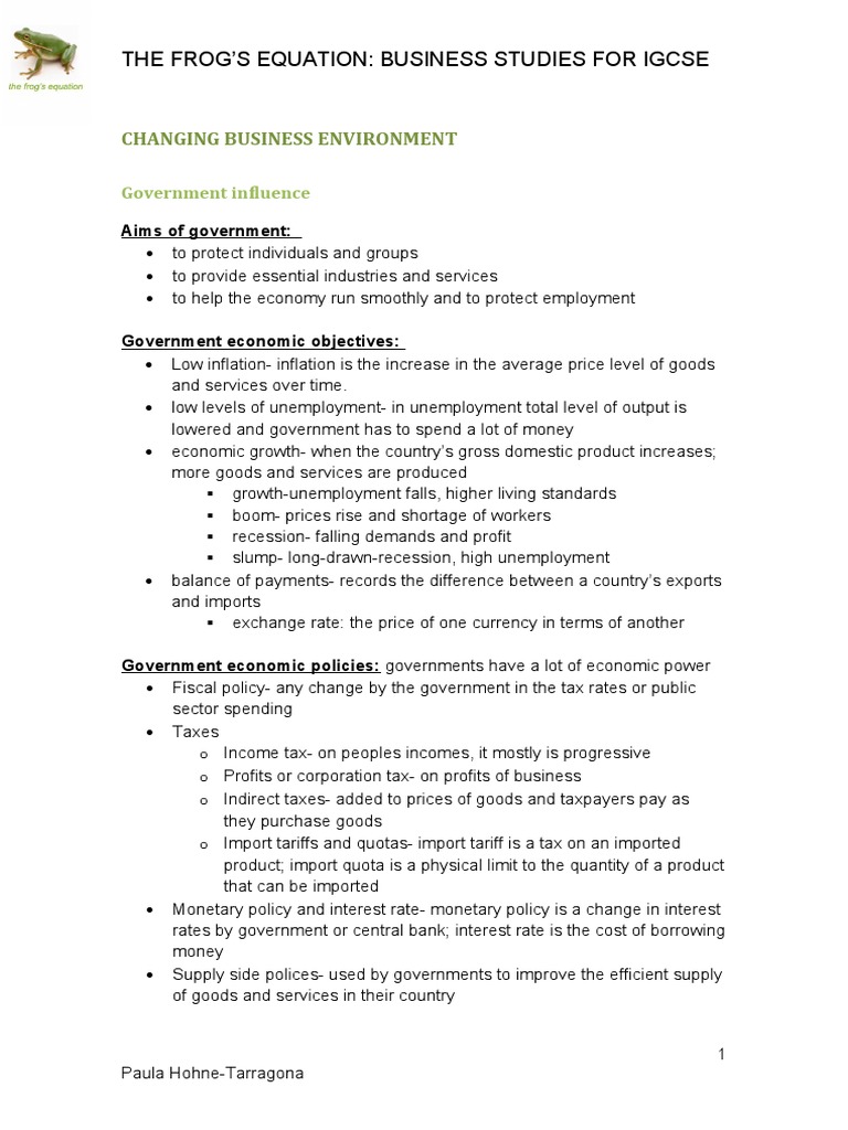 Changing Business Environment | PDF | Business Economics | Inflation