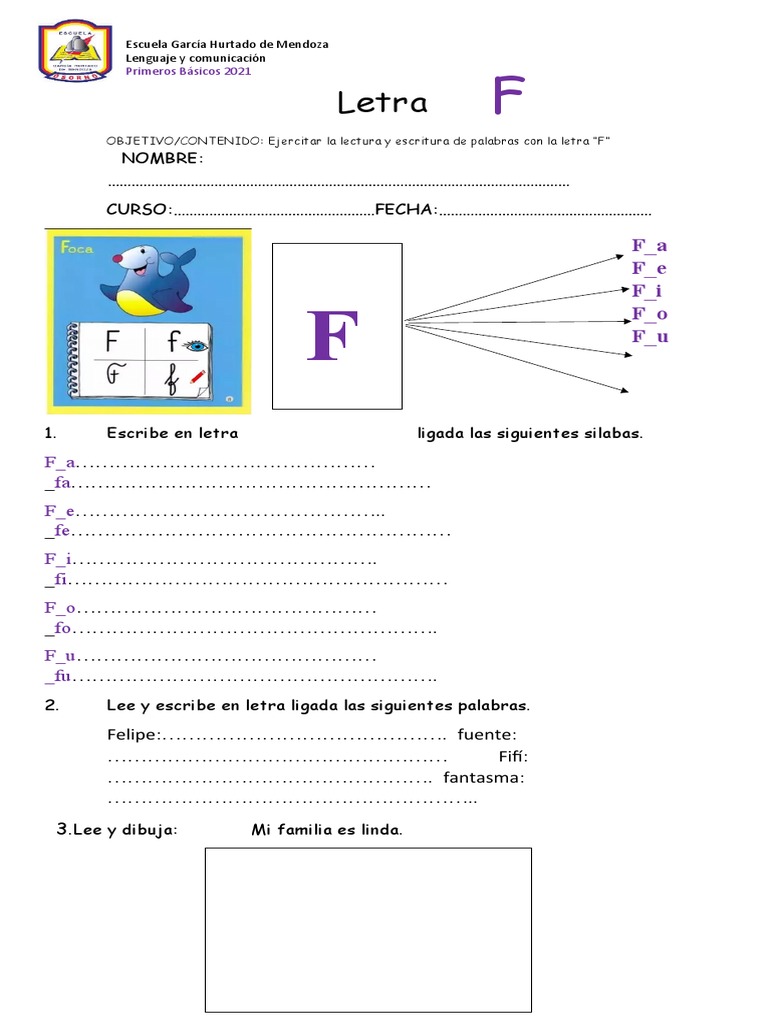 Ejercicios Letra F para Primeros Básicos | PDF