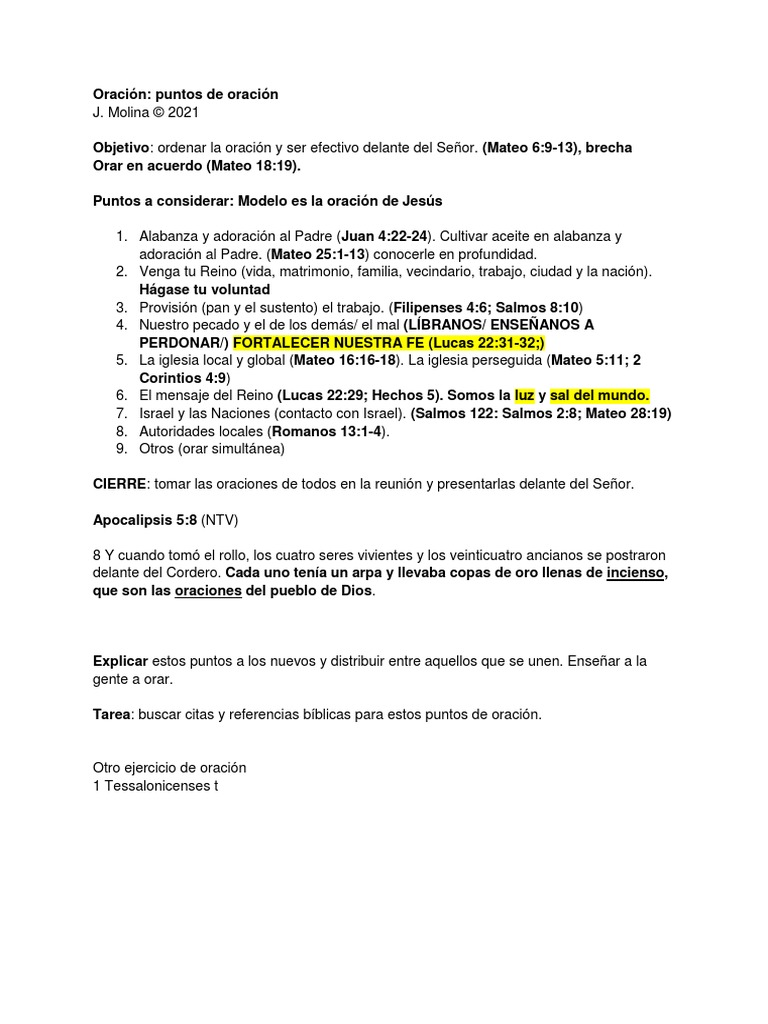 Modelo de Oración - 01 | PDF | Oración | orador del Señor