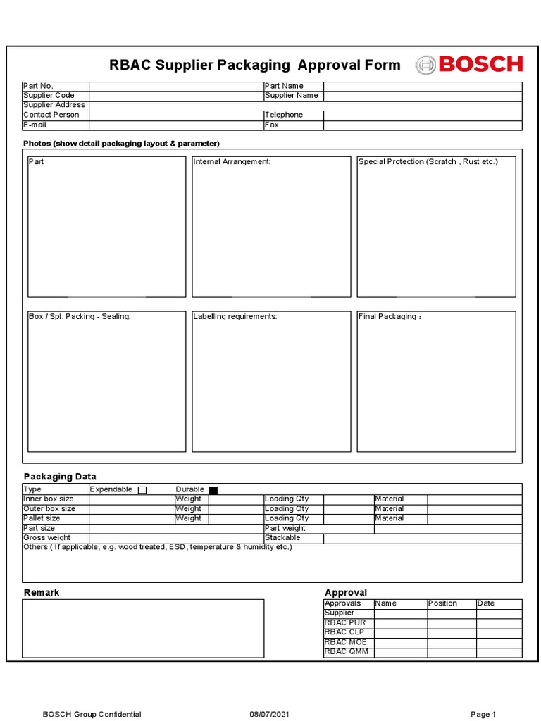 Supply Packaging Approve Form | PDF