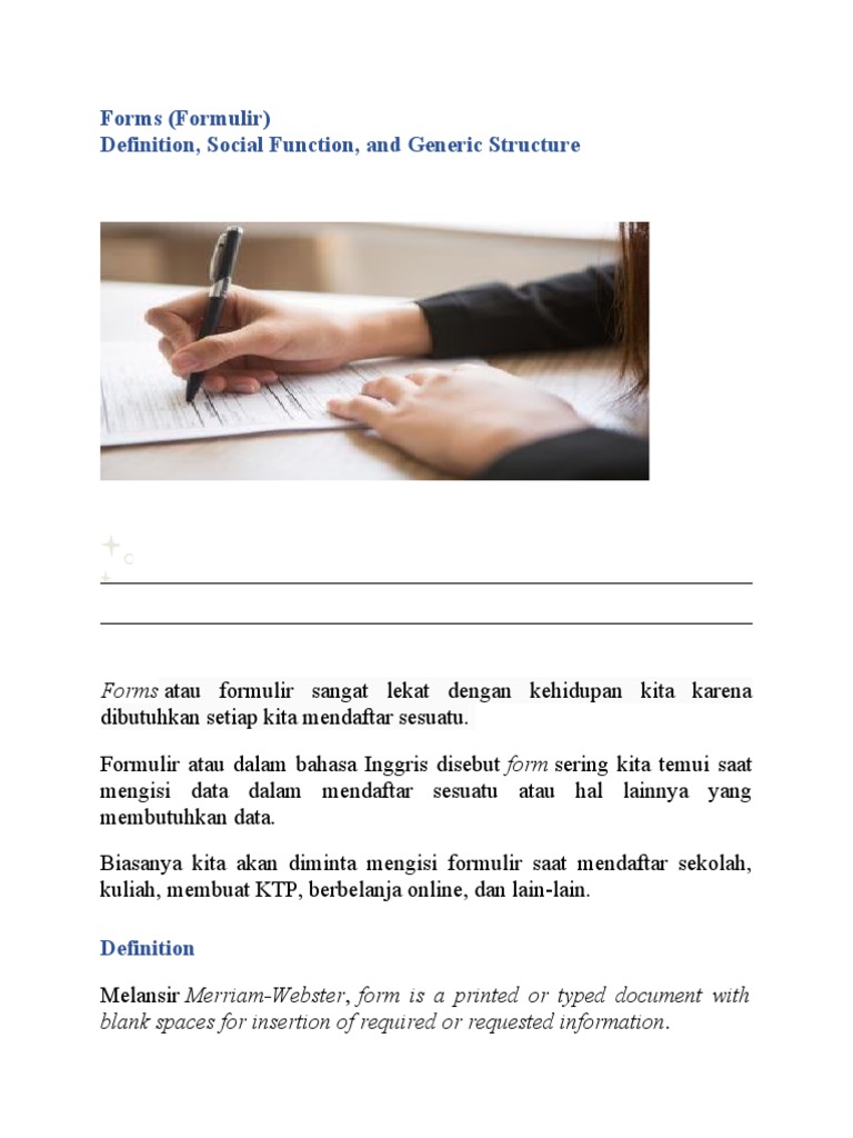 Definisi Dan Struktur Formulir | PDF