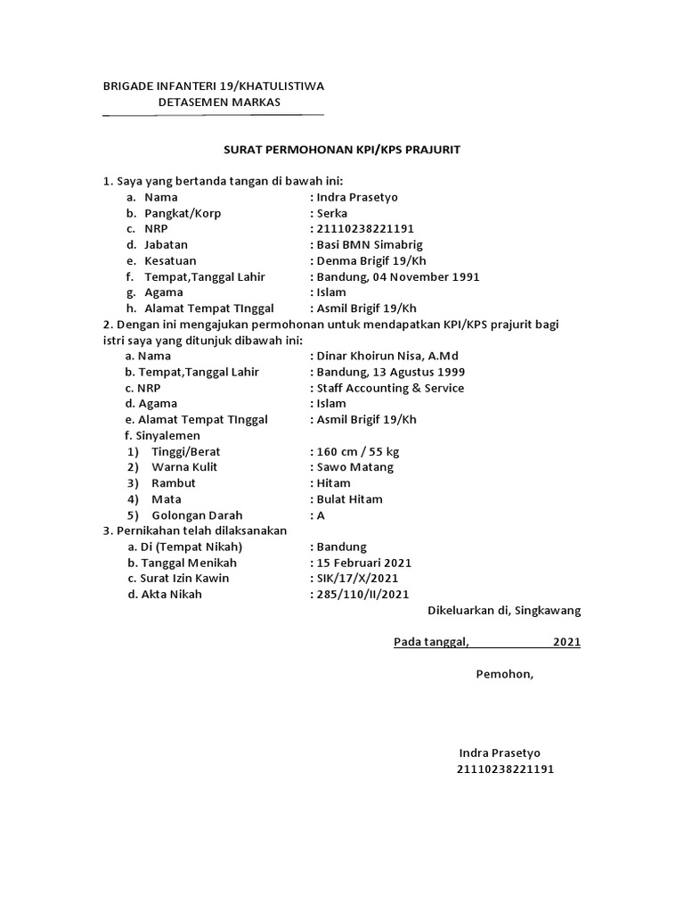 Surat Permohonan Kpi KPS | PDF