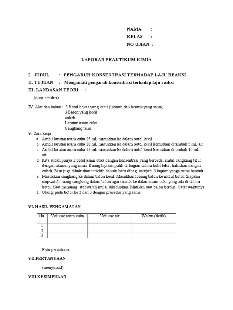 Laporan Uprak Kimia | PDF | Sains & Matematika