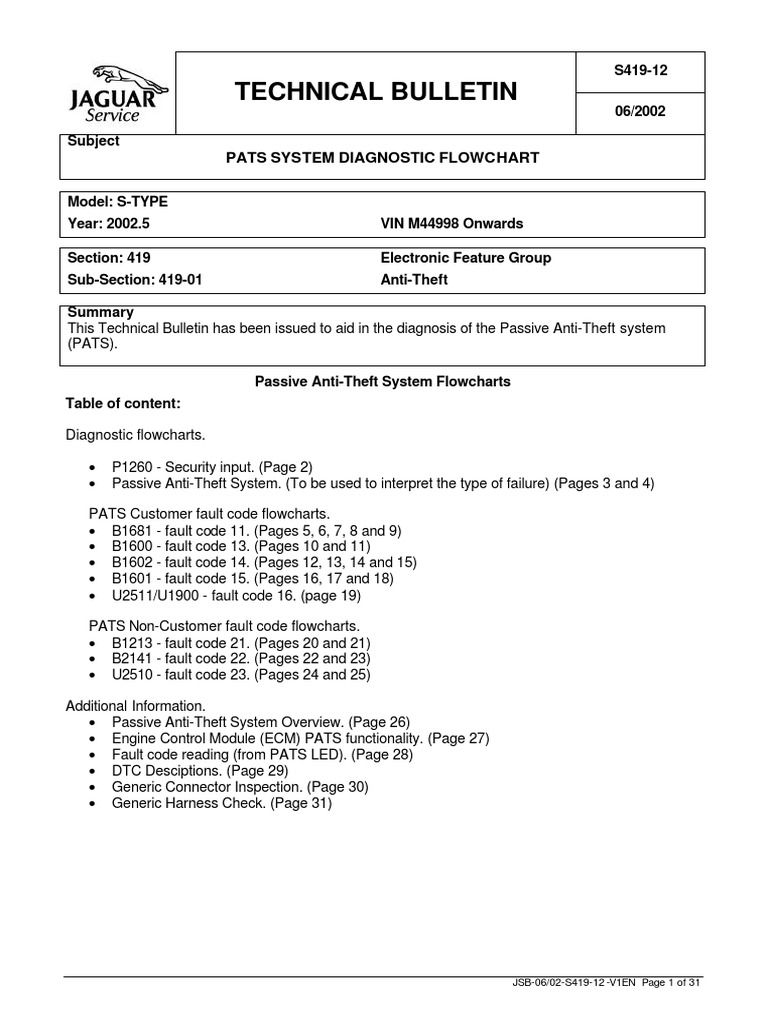 PATS Diagnostic Flowchart TSB | Download Free PDF | Electrical ...