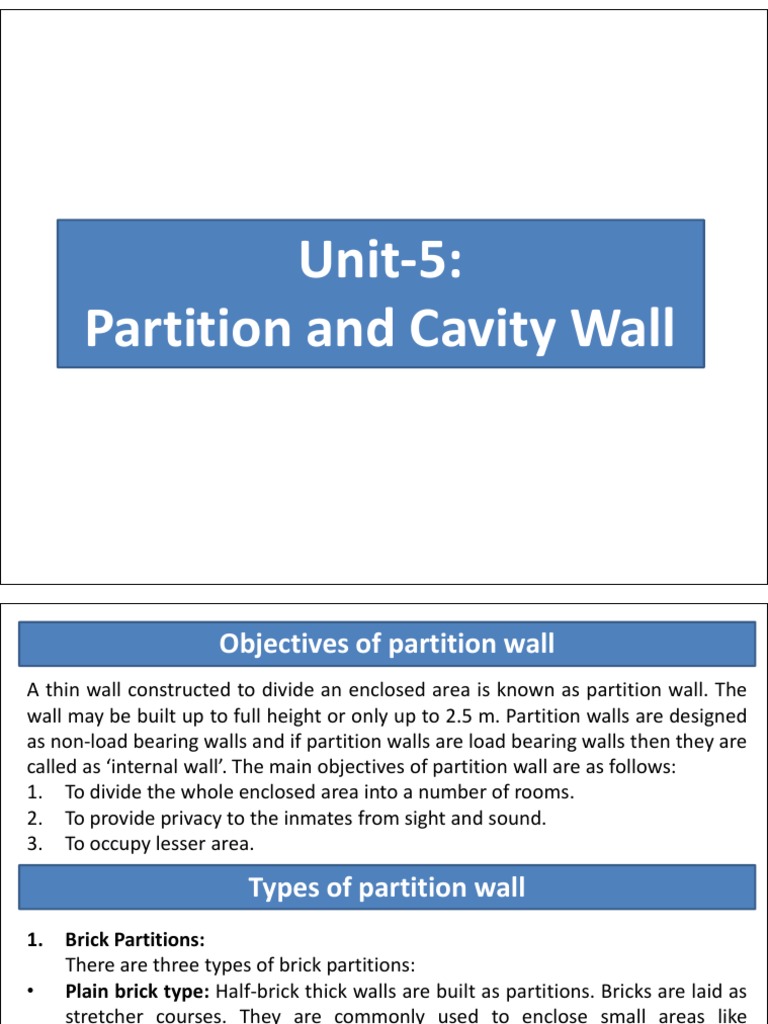 Unit-5: Partition and Cavity Wall Partition and Cavity Wall | PDF ...