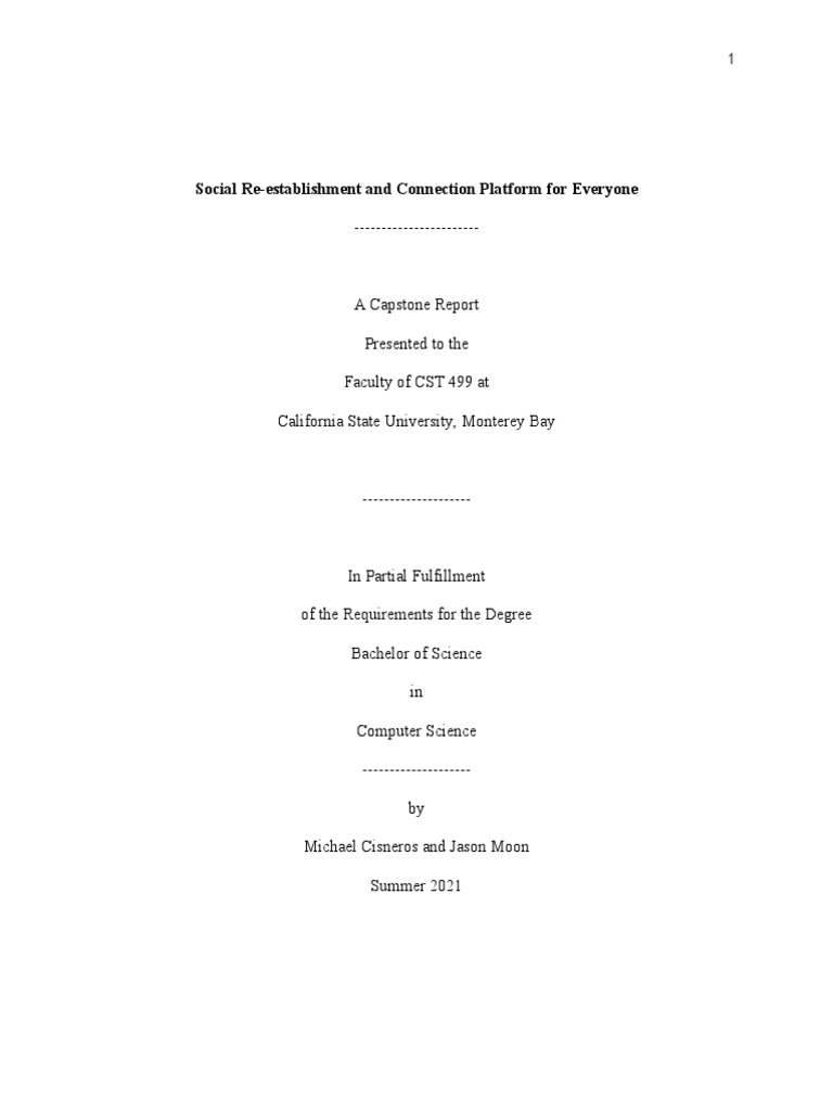 cst499 Capstone Report - Michael Cisneros and Jason Moon | PDF | Web ...