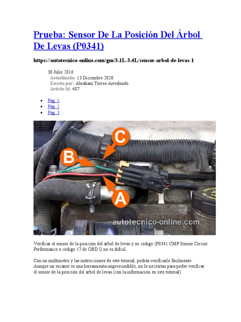 Prueba Arbol de Levas Sensor CMP | PDF | Inyección de combustible | Electrónica